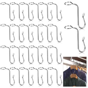 50 pieces hanger connector hooks metal hanger extender hooks stable clothes hanger connector for different clothes hangers, 8.7 mm/0.34 inch hole diameter,silver