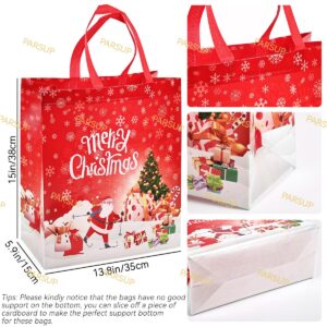 PARSUP 8PCS Large Christmas Gift Bags, Tote Bags with Handles, Christmas Treat Bags, Multifunctional Non-Woven Christmas Bags for Gifts Wrapping Shopping, Xmas Party Supplies, 15"×13.8"×5.9"