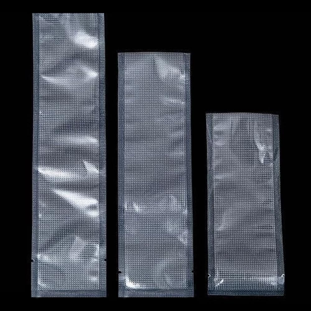 MITOB 100 Pack Clear Vacuum Bags 1.57x5.9 inch (Inside Size 1.18x5.5 inch) for Food Saver Flat Open Top Embossed Vacuum Sealer Bag Food Storage Packaging Pouch with Tear Notch