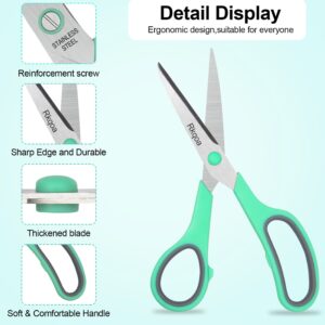 Scissors, Rkqoa 8" Scissors All Purpose 6 Pack - Comfort-Grip Sharp Scissors for Office School Sewing Fabric Craft Desk Supplies, Classroom Must have, Teacher/Class Scissors, Right/Left Handles