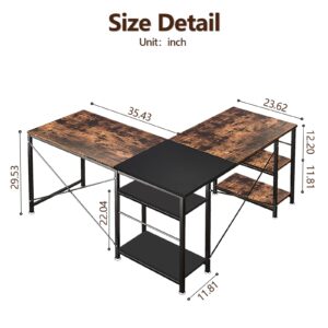 LODREKE LShaped Desk Computer Desk, Double-Sided Computer Corner Table, Space-Saving Workstation, Modern Computer Gaming Desk, 23.6Wide Borderless Frame59”D x 59”W x 29.9”H