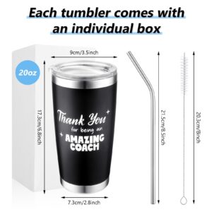 Hoemwarm 4 Pcs Coach Gifts Thank You Appreciation Tumbler Stainless Steel with Straws and Thank You Coach Gifts Keychain for Men Women Baseball Soccer Basketball Volleyball Appreciation Coach Gifts