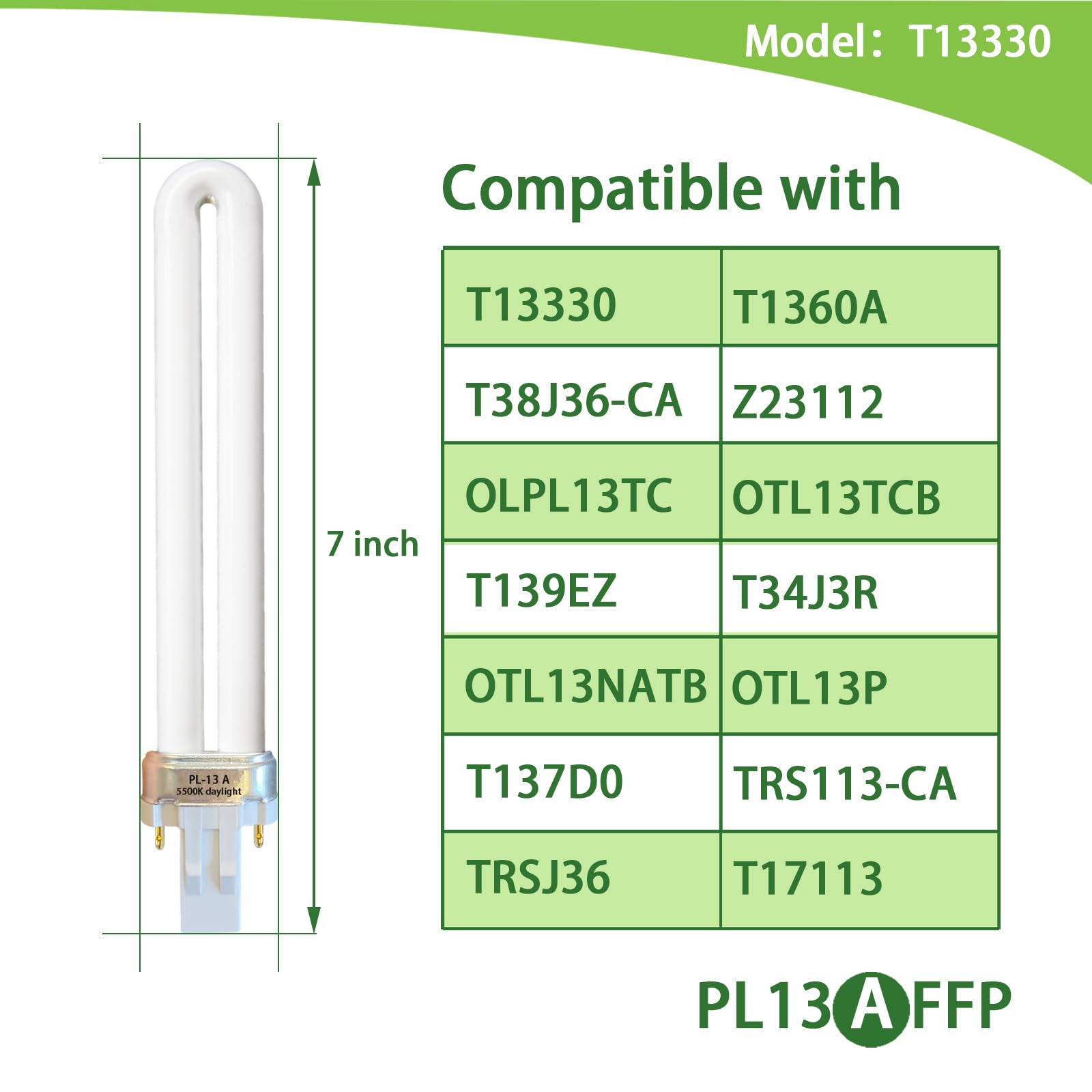 (2 Pack) PL13-A-FFP 13W Replacement Light Bulb with Magnetic Ballast,Replace for Ottlite Lamps Purchased Before 2008,13W Type A Light Bulb,5500K Bright Natural Daylight,GX23 Base