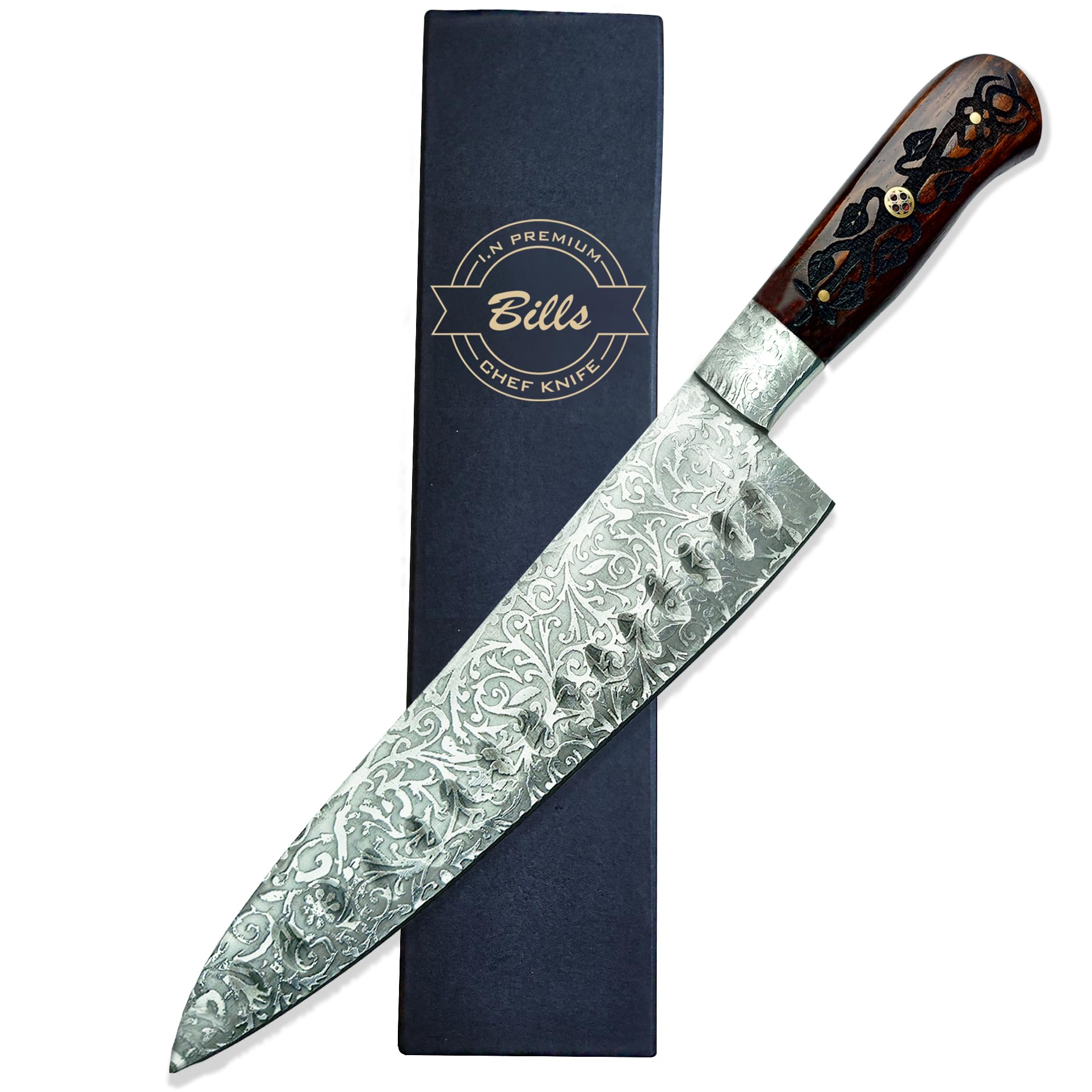 Chef knife 8 inches Japanese Steel Knife High Carbon Stainless Steel 67 Layers Super Sharp Professional Kitchen Knife Forged With Full Tang Blade and Ergonomic Carved Handle