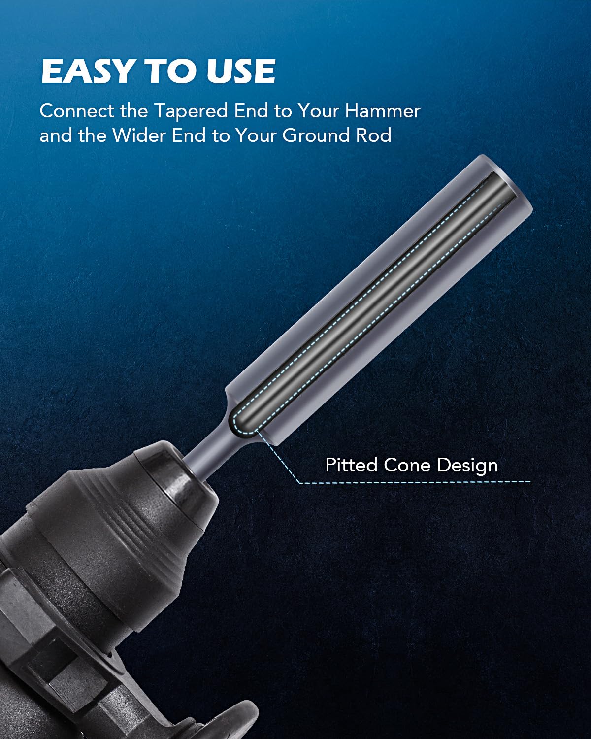 ZELCAN SDS Plus Ground Rod Driver, Heavy Duty Ground Rod Bit Driver for 5/8 Inch & 3/4 Inch Grounding Rods, Compatible with Bosch Dewalt Milwaukee Hilti and All SDS-Plus Rotary Hammer Drills