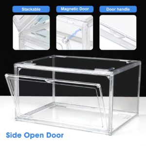 HIYOHIYO Acrylic Clear Shoe Storage Boxes Stackable for High-end Sports Shoes 360° Fully Transparent Display Box with Magnetic Door Suitable for Ankle Boots High Heels Size 14 (1-Pack)