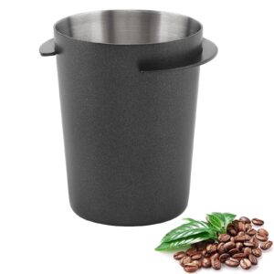 tqeonkl coffee dosing cup 54mm, stainless steel espresso coffee dosing cup espresso machine accessories, coffee powder feeder part coffee grinder powder cup compatible with 54mm portafilter, black