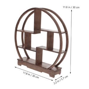 CAXUSD Solid Display Stand Antique Rosewood Shelf Shape Crafts Organizer Without Ornaments for Home Office Decor