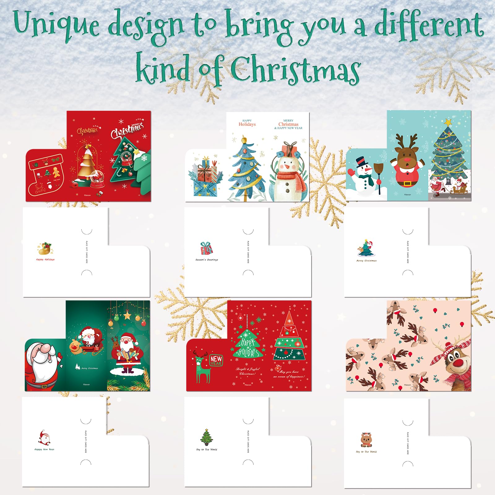 Fibevon Christmas Money Holder for Cash Gifts with Envelopes - 30 Pack of Christmas Gift Card Holder Money Envelopes for Cash Christmas Decoration for Xmas, Holiday, and New Year