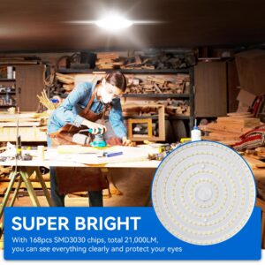 Yihuven UFO LED High Bay Light 150W, 21000lm (600W MH/HPS Equiv.), 5000K Daylight, IP65 Waterproof Commercial LED Shop Lights Fixture with 5' Cable US Plug for Warehouse Workshop Barn Factory, 2 Pack