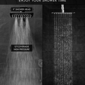 Veken High Pressure Rain Shower Head Combo with Extension Arm- Easy to Install Wide Rainfall Showerhead with 3 Water Spray Modes – Adjustable Dual Showerhead with Anti-Clog Nozzles