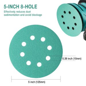 Aiyard 5-Inch 8-Hole Wet Dry Sanding Discs 2000 Grit, Polyester Film Backed Heavy-Duty Hook and Loop Sandpaper for Random Orbital Sander, 50-Pack