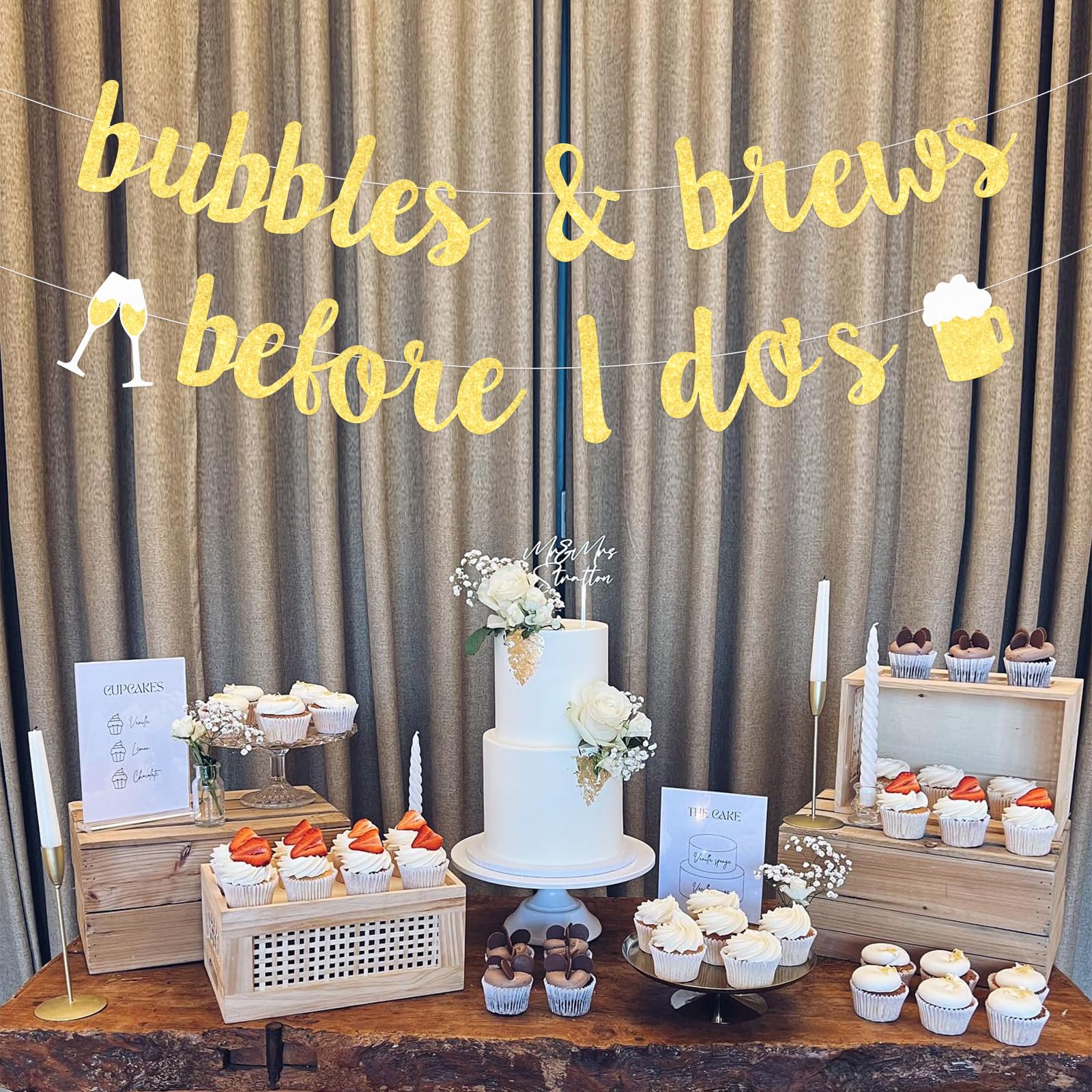 Bubbles & Brews Before I Do’s Banner for Bachelorette Party Bridal Shower Decorations Engagement Wedding Supplies