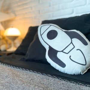 Casa Ollie Velvet Rocket Shaped Pillow - Space Decor for Boys Room - Spaceship - Rocket Ship Nursery Decor - Cute Pillows - Fun Throw Pillows - Fun Pillows - Space Ship - Space Pillow