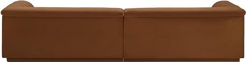 Meridian Furniture 194Saddle-S119 Cascade Collection Modern | Contemporary Modular Sofa with Soft Saddle Velvet Fabric, Deep Channel Tufting, Curved Arms, 118" W x 35" D x 28" H, Saddle