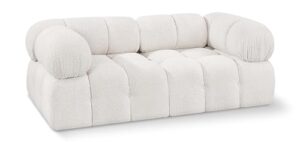 meridian furniture 611cream-s68a ames collection modern | contemporary modular sofa with rich cream boucle fabric, modular to create infinite configurations, 68" w x 34" d x 28" h, cream