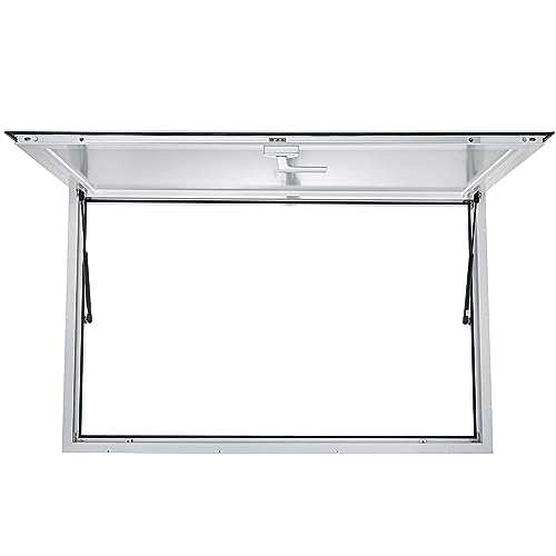 VEVOR Concession Window 64 x 40 Inch, Concession Stand Serving Window Door with Double-Point Fork Lock, Concession Awning Door Up to 85 Degrees for Food Trucks, Glass Not Included