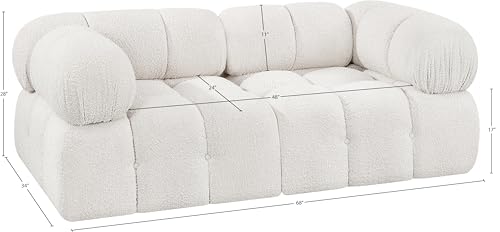 Meridian Furniture 611Cream-S68A Ames Collection Modern | Contemporary Modular Sofa with Rich Cream Boucle Fabric, Modular to Create Infinite Configurations, 68" W x 34" D x 28" H, Cream