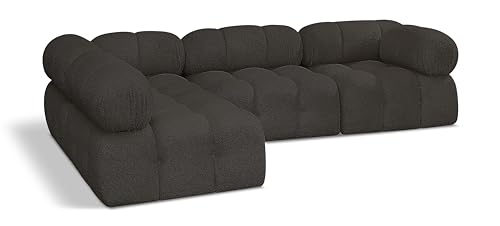 Meridian Furniture 611Brown-Sec4A Ames Collection Modern | Contemporary Modular Sectional with Rich Brown Boucle Fabric, Modular to Create Infinite Configurations, 102" W x 68" D x 28" H, Brown