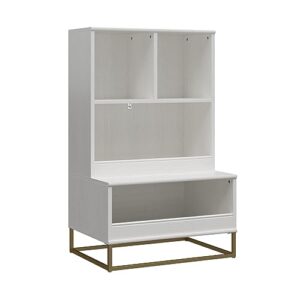 little seeds charlie kids multi-use toy storage organizer & bookcase, white with golden bronze