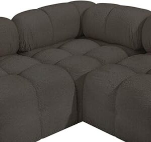 Meridian Furniture 611Brown-Sec4A Ames Collection Modern | Contemporary Modular Sectional with Rich Brown Boucle Fabric, Modular to Create Infinite Configurations, 102" W x 68" D x 28" H, Brown