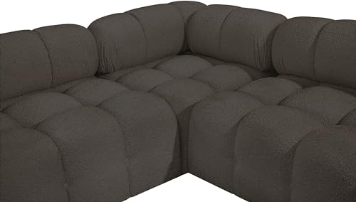 Meridian Furniture 611Brown-Sec4A Ames Collection Modern | Contemporary Modular Sectional with Rich Brown Boucle Fabric, Modular to Create Infinite Configurations, 102" W x 68" D x 28" H, Brown