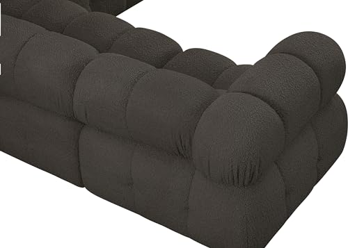 Meridian Furniture 611Brown-Sec4A Ames Collection Modern | Contemporary Modular Sectional with Rich Brown Boucle Fabric, Modular to Create Infinite Configurations, 102" W x 68" D x 28" H, Brown