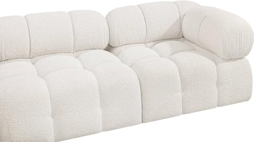 Meridian Furniture 611Cream-S68A Ames Collection Modern | Contemporary Modular Sofa with Rich Cream Boucle Fabric, Modular to Create Infinite Configurations, 68" W x 34" D x 28" H, Cream