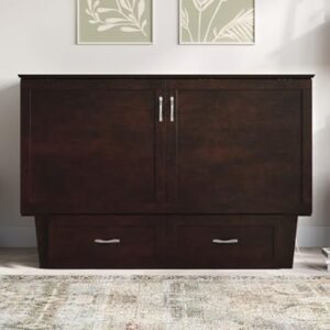 AFI, Chelsea Mid-Century Modern Queen Solid Wood Murphy Bed Chest with Mattress in Espresso