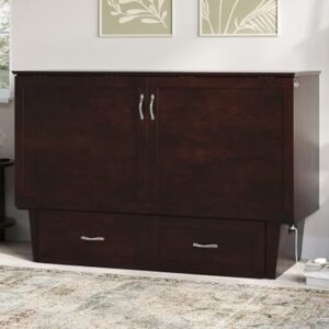 AFI, Chelsea Mid-Century Modern Queen Solid Wood Murphy Bed Chest with Mattress in Espresso