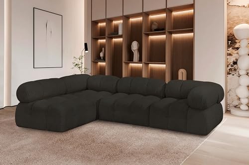 Meridian Furniture 611Brown-Sec4A Ames Collection Modern | Contemporary Modular Sectional with Rich Brown Boucle Fabric, Modular to Create Infinite Configurations, 102" W x 68" D x 28" H, Brown