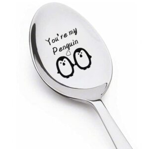 Anniversary Christmas Gift Spoon for Couple Gifts for Boyfriend Girlfriend You Are My Penguin Gifts Spoons for Husband Wife Penguin Birthday Gifts for Him Her Coffee Spoon