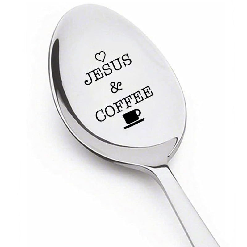 Jesus and Coffee Spoon Gifts for Women Men Coffee Lovers Gift for Dad Grandma Christian Gifts for Coworker Christmas Birthday Gift for Jesus Lovers Mom Papa Coffee Spoons