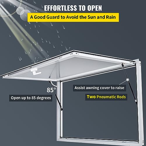 VEVOR Concession Window 64 x 40 Inch, Concession Stand Serving Window Door with Double-Point Fork Lock, Concession Awning Door Up to 85 Degrees for Food Trucks, Glass Not Included