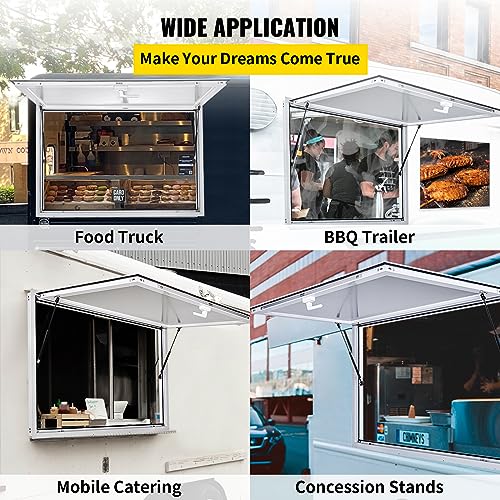 VEVOR Concession Window 64 x 40 Inch, Concession Stand Serving Window Door with Double-Point Fork Lock, Concession Awning Door Up to 85 Degrees for Food Trucks, Glass Not Included