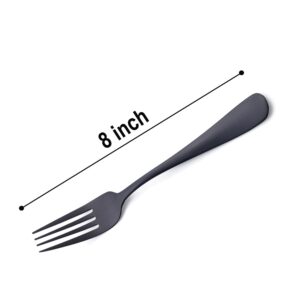 Matte Black Dinner Fork Set, Seeshine 8-inch Stainless Steel Cutlery Forks, Dessert Fork Set, Silverware Table Forks for Family, Kitchen, Restaurant, Set of 12, Dishwasher Safe