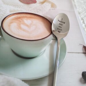 Long Distance Friendship Spoons Gifts for Best Friends I Fucking Miss You Bitch Spoon Gifts for Best Friend Moving Going Away Gift for Wife GF Coffee Tea Lovers Gifts Spoon