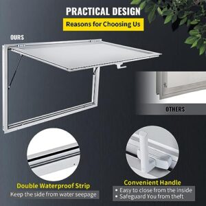 VEVOR Concession Window 64 x 40 Inch, Concession Stand Serving Window Door with Double-Point Fork Lock, Concession Awning Door Up to 85 Degrees for Food Trucks, Glass Not Included