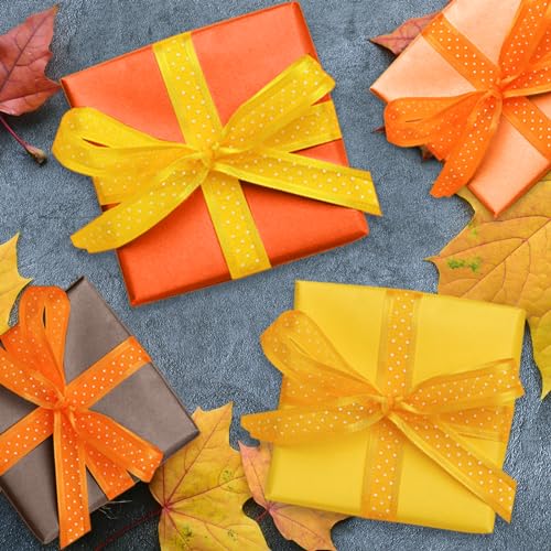 NEBURORA 108 Sheets Autumn Gift Wrap Paper Orange Brown Yellow Tissue Paper Fall Tissue Bulk for Thanksgiving Day Birthday Holiday Presents Packaging and Fall Theme Party Decoration