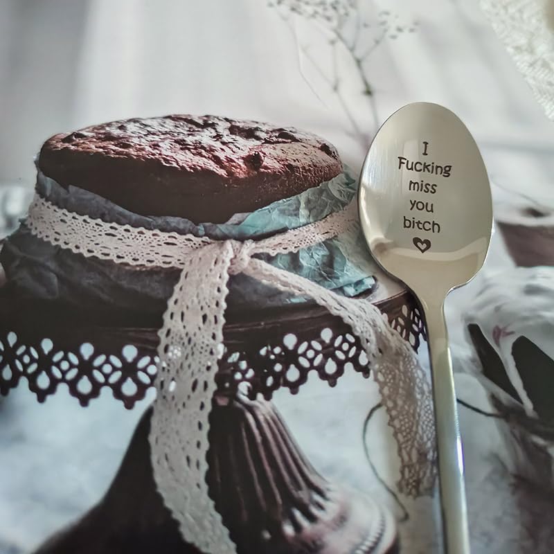 Long Distance Friendship Spoons Gifts for Best Friends I Fucking Miss You Bitch Spoon Gifts for Best Friend Moving Going Away Gift for Wife GF Coffee Tea Lovers Gifts Spoon