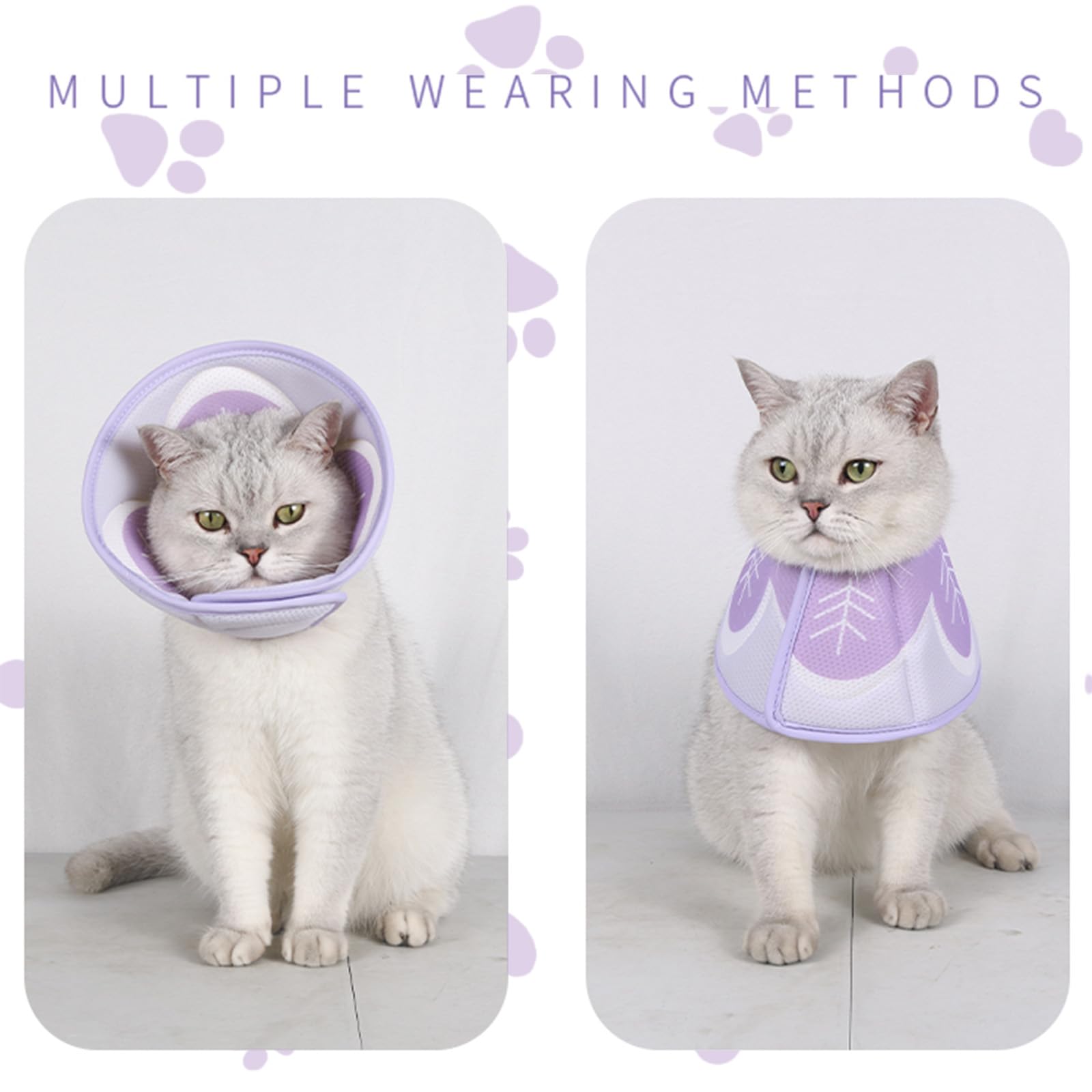 Breathable Cat Cone Collar Soft, Cat Recovery Collar Cone for Cats After Surgery, Cat Cones to Stop Licking, Adjustable E Collar Cat Cones Anti-Scratching Kitten Cone Cat Collar Not Block Vision