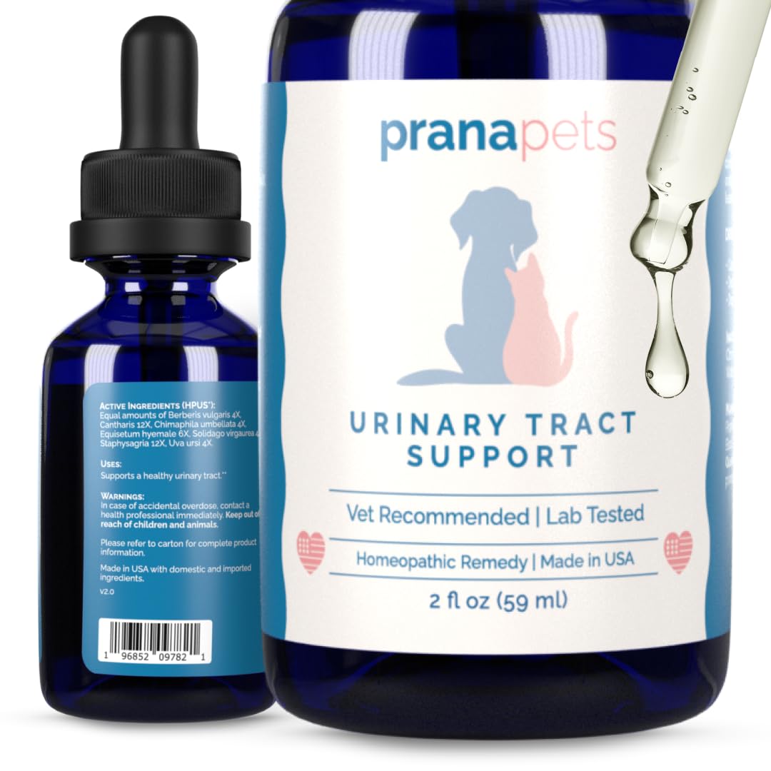 PranaPets Urinary Tract Support Liquid Supplement for Pets | Dog & Cat Urinary Supplement | Natural Bladder Support for Dogs & Cats