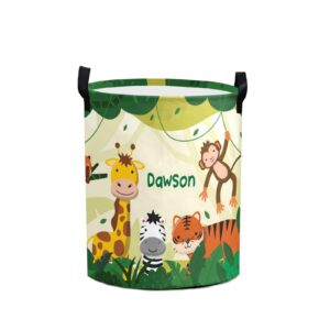 jungle zoo animals personalized laundry basket storage handle waterproof custom hamper for boy girl collapsible clothes,toy,nursery