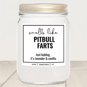 YouNique Designs Smells Like Pitbull Farts Soy Candle Gifts for Pitbull Lovers - Pit Bull Mom Gifts for Women - Pitbull Mom Gifts Dog Farts Candle 8oz - Gifts for Dog Lovers (Lavender & Vanilla)