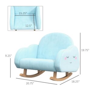 Qaba Kids Rocking Chair, Cloud Shaped Children Rocker Armchair for Nursery Playroom Preschool, with Solid Wood Legs, Anti-Tipping Design, for 1.5-5 Years, Blue