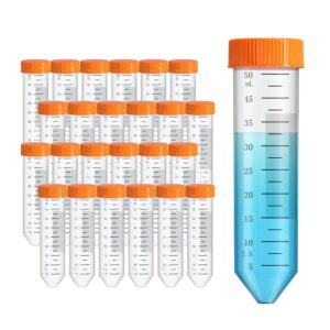 locofiltr conical centrifuge tubes 50ml, 25pcs sterile polypropylene test tubes, leak-proof screw caps, plastic container with graduated & write marks, non-pyrogenic, dnase/rnase free, human dna-free