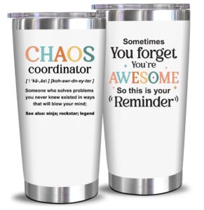 neweleven christmas gifts for women – chaos coordinator gifts for women, boss, manager, coworker, best friend - appreciation, inspirational gifts for teacher, nurse, social worker – 20 oz tumbler