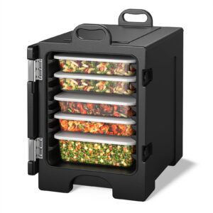 goflame catering food warmers, hot boxes catering for 5 full-size pan, 81 quart capacity, stackable, handles, portable insulated food carrier for family gathering, canteen, restaurant