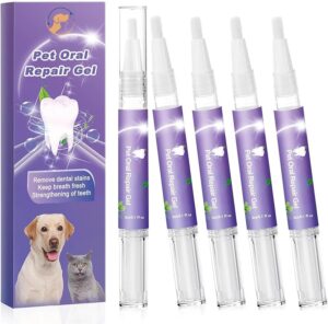 fafour pet oral repair gel, eliminate bad breath, targets tartar, without brushing, pet breath freshener gel care cleaner, pet teeth cleaning pen (5pcs)