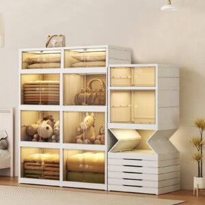 collapsible storage bins 4 tier, kitchen storage cabinets with doors, clear plastic storage bins with wheels, tool-free installation large cabinet organizer